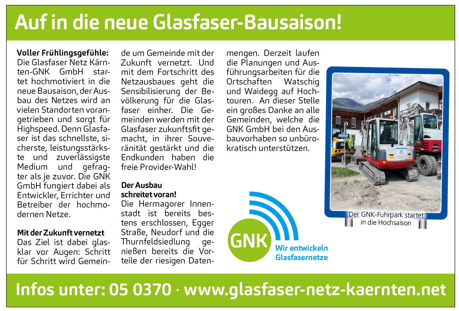 Bericht Gailtal Journal - Auf in die neue Glasfaser-Bausaison! - GNK GmbH
